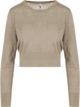 Bomboogie Femme, Pulls, Beige, Taille: 36 FR Long-sleeve linen and cotton sweater