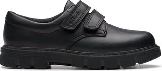 Clarks Jungen Lorcam Loop K Oxford-Schuh, Schwarzes Leder, 33.5 EU