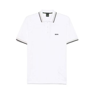 HUGO BOSS Homme, Tops, Blanc, Taille: 3XL Pull &agrave; Manches Courtes et Bordures C&ocirc;tel&eacute;es