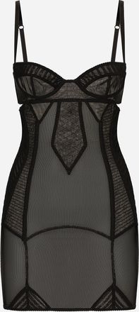 Dolce & Gabbana Minikleid Aus Tüll Mit Details Im Miederdesign - Frau Kleider Schwarz 40