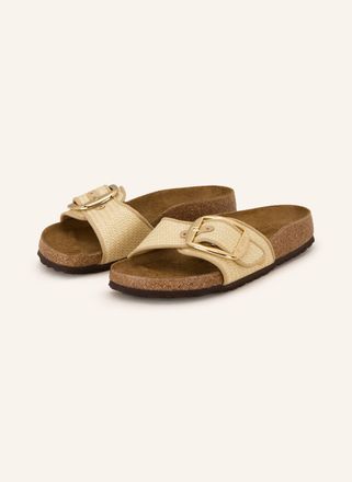 Birkenstock Pantoletten Madrid Big Buckle Raffia beige