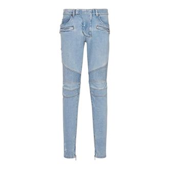 Balmain Homme, Jeans, Bleu, Taille: W34 Light blue denim biker jeans