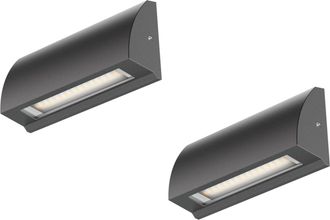 LEDs Com 2 St&uuml;ck LED Wandleuchte/Treppenlicht SEGIN f&uuml;r au&szlig;en, IP54, flach, Downlight, anthrazit matt, eckig, 3,8 W, 265lm, warmwei&szlig;