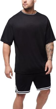 Generic Ensemble de shorts d&eacute;t&eacute; &agrave; manches courtes pour homme Fitness et loisirs, Noir, XXL