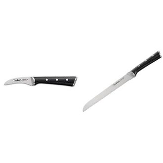 T-fal Ice Force K23204 Brotmesser | 20cm | Handschutz | Langlebig | Edelstahl | Schwarz & Ice Force K23212 rundes Sch&auml;lmesser | 7cm Klinge | Korrosionsschut