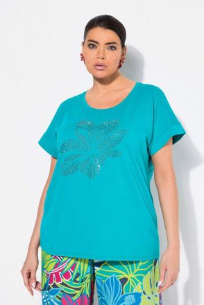 Ulla Popken T-Shirt T-Shirt Bl&uuml;te oversized Rundhals Halbarm