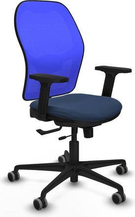 Piqueras y Crespo Schreibtischstuhl mit Gummir&auml;dern mit 2D-Armen, h&ouml;henverstellbare Lendenwirbelst&uuml;tze, ausgestattet mit Syncro/Traslack und injiziertem Schaumstoff, Bl