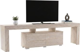 Dmora Fernsehschrank Andarna, St&auml;nder f&uuml;r Wohnzimmerfernseher, Niedriges Wohnzimmer-Sideboard, TV-St&auml;nderbasis, 180x31 h50 cm, Beige - Dmora