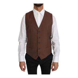 Dolce & Gabbana Luxuri&ouml;se Wollseidenweste - - Suits - Herren - Braun - L