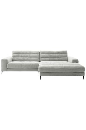Dieter Knoll Collection Ecksofa Badia, Hellgrau, Textil, 4-Sitzer, Füllung: Polyurethan (Pur), Ottomane rechts, 296x207 cm, Typenauswahl, Fußauswahl, Stoffauswahl, seitenverk