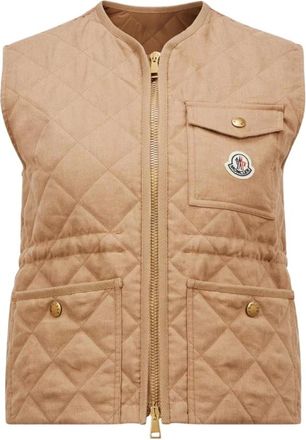 Moncler Femme, Vestes, Brun, Taille: 42 FR Veste matelassée à boutons-pression