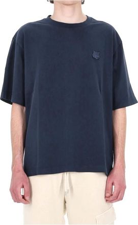 Maison Kitsun&eacute; Homme, Tops, Bleu, Taille: S Fox Head Oversize Tee