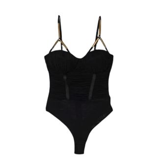 Elisabetta Franchi Femme, Tops, Noir, Taille: 40 FR Bodysuit en jersey avec plaques bijoux
