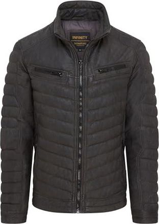 Infinity Leather Blouson Aviateur Vintage Matelass&eacute; en Cuir Matelass&eacute; Kaki Pour Hommes