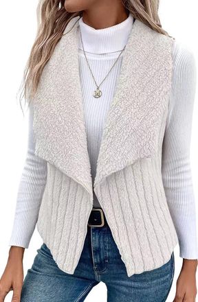 Onsoyours Weste Damen Flauschig Fleeceweste Frauen &Auml;rmellose Pl&uuml;sch Mantel Winter Warm Teddywesten Ohne Kapuze Weste Gef&uuml;ttert Fellweste Teddy Fleece Cardigan J