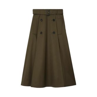 Burberry Gabardine Trench Midi-Rock - - Skirts - Damen - Gr&uuml;n - 2XS