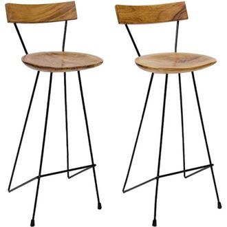 vidaXL Barhocker 2 Stk. Massivholz Teak Vidaxl