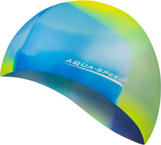 Aqua Speed BUNT Swimming Cap + Kleines Mikrofaserhandtuch | Kinder & Erwachsene | Bademütze | Badehaube Mädchen Jungs | Schwimmhaube für Damen Herren | Badekappe