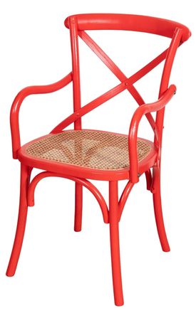 Biscottini International Esszimmerstuhl aus Massivholz - St&uuml;hle mit Armlehnen f&uuml;r K&uuml;che und Wohnzimmer aus Vintage-Rattan - Thonet-Stuhl f&uuml;r drinnen und drau&szlig;en - Gepolsterte 