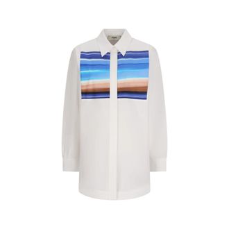 Fendi Camicia Popeline Strip - - Blouses & Shirts - Damen - Wei&szlig; - L