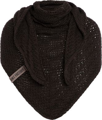 Knit Factory Dreiecksschal Sally - Damen Strickschal mit Wolle - Grob gestrickten Schal - Hochwertige Qualit&auml;t - XXL Schal - 220x85 cm - Dunkelbraun
