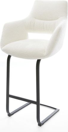 DELIFE Barstuhl Yago-Flex Boucl&eacute; Soft Beige Freischwinger Flach Metall Schwarz Taschenfederkern, Barst&uuml;hle