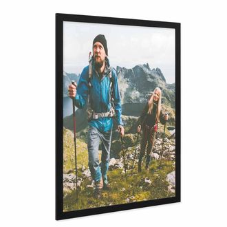 Photolini Bilderrahmen 50x70 Schwarz, Puzzle Rahmen 50x70 Holz MDF mit Acrylglas, Bilderrahmen 70x50 gro&szlig; zum Aufh&auml;ngen, Picture Frame Rahmen 70x50 mit Zubeh&ouml;r,