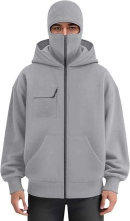 Generic Sweat &agrave; capuche zipp&eacute; pour homme et femme - Double couche - V&ecirc;tement dext&eacute;rieur - Veste masque - Sweat pour homme - Veste de surv&ecirc;tement d&eacute;contract&eacute;e 