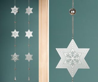 Gilde 1 x Girlande Edelstahl Weihnachtsstern Höhe 130 cm, Ornamente, Kugeln, Glocke, Weihnachten, Hänger