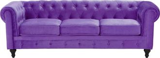 Beliani Klassisches Chesterfield Sofa Samtstoff Polstersofa violett Chesterfield