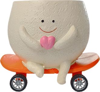 Generic Dekorativer Blumentopf mit Gesicht | Niedlicher Überpflanzer mit Gesicht | Übertopf mit lustigem Gesicht | -Sitzfläche auf Skateboard-Pflanzgefäß, dek