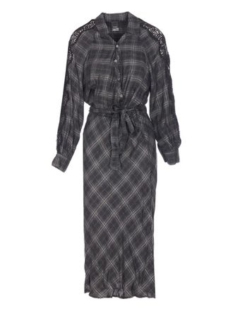 Pinko robe longue Osane &agrave; carreaux - Noir