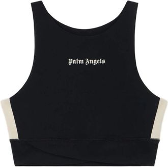 Palm Angels Femme, Tops, Noir, Taille: 36 FR Classic Logo Active Track Top