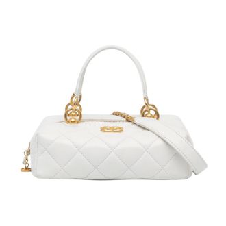 Chanel Pre-owned CC Quilted Lambskin Box with Top Handle - Femme - Pre-owned - Blanc - Taille: ONE Size