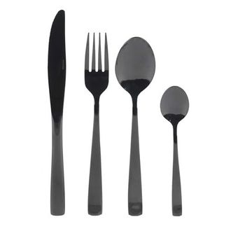 Salter BW05463 Regal 16-teiliges Besteckset 4 Personen - essbesteck Set 4 Tischaufstellungen, schwarz beschichtete Edelstahl Spiegeloberfläche, Handwäsche, g