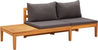 tidyard Gartenbank mit Tisch & Kissen Sitzbank Holzbank Bank Gartenmöbel Terrassenbank Parkbank Balkonbank Massivholz Akazie