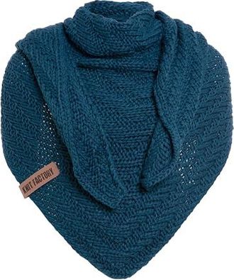 Knit Factory Sally Ch&acirc;le Tricot&eacute; - Foulard Triangle - Foulard femme pour lhiver - &Eacute;charpe Femme - Ch&acirc;le Femme - 100% Fabriqu&eacute; en Europe - Petrol - 220x85 cm