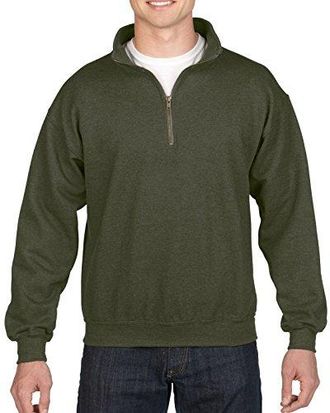 Gildan Mens Fleece Quarter-Zip Cadet Collar Sweatshirt, Moss, Small