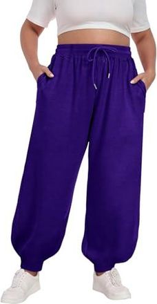 Generico Pantalon de sport pour femme, taille haute, pantalon de surv&ecirc;tement pour femme, avec cordon de serrage large, pantalon avec poches douces et confortab