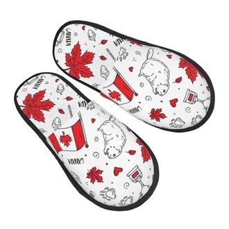 Generic Pantoufle Maison Marple Beaver Canada Flag Hiver Pantoufles Antid&eacute;rapantes Hiver Chaussures Chaudes Confortable Chaussons Maison Pour Voyages Camping 