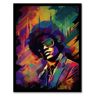Artery8 Motown Music Singer Vibrant Conceptual Artwork with City Skyline Artwork Framed Wall Art Print 18X24 Inch