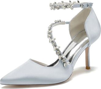 Miyoopark Chaussures de soirée à talons pour femmes avec chaînes, J607 Argent 3 4 Talon, 35 EU