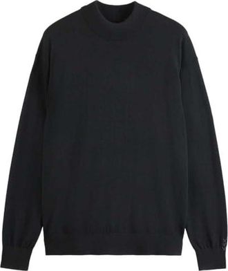 Scotch & Soda Mens Core-Dropped Shoulder Mock Neck Pullover Sweater, Black, XXL