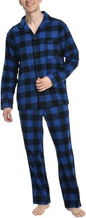 Nutria Pyjama Homme en Flanelle 100% Coton, Hiver Vêtements de Nuit Doux et Chauds, Haut et Bas de Pyjama à Manches Longues U06AB