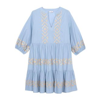 Oltre Ausgestelltes Kleid mit Stickerei - - Dresses - Damen - Blau - L