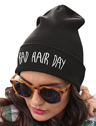 4sold 4sodl Bonnet Bad Hair Day Beanie Noir Black BHD Noir Hat Wesh Stylé brodé Black