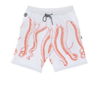 Octopus Wei&szlig;e Tracksuit Shorts mit Tentakeldruck - - Shorts - Herren - Wei&szlig; - XL
