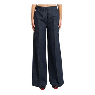 Manila Grace Femme, Pantalons, Bleu, Taille: 42 FR Pantalon Denim Jambe Large