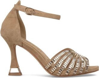 Alma En Pena Alma EN Pena, Femme, Chaussures, Beige, Taille: 42 EU Metallic Mesh Heel Sandal