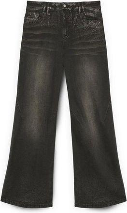 Fiorella Rubino Femme, Jeans, Noir, Taille: 42 FR Jean palazzo effet m&eacute;tallis&eacute;